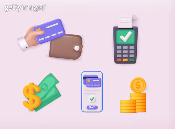 Set of 3d finance icon. Business and financial concept. 3D Web Vector ...