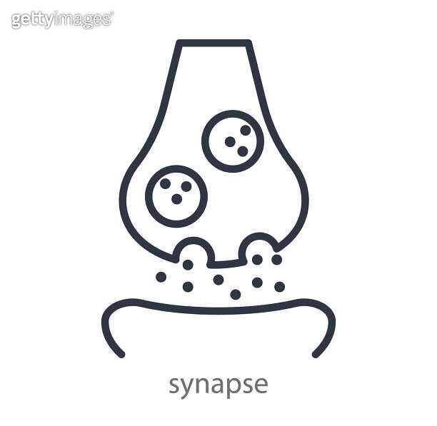 Synapse icon. The place where nerve cells transmit a signal to neurons ...