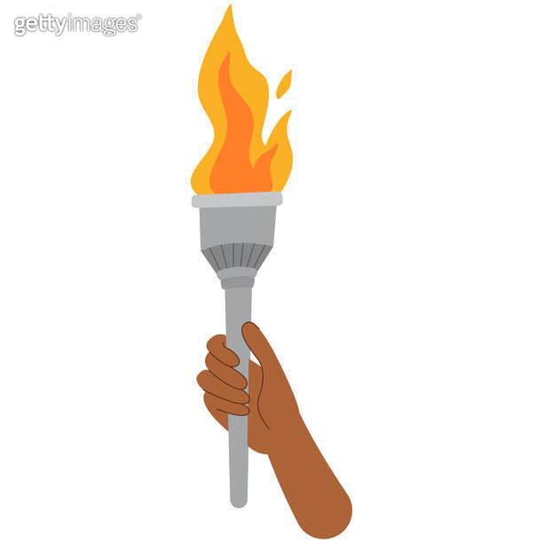 Hand holding torch. Championship icon,Symbol of victory. Champion's ...
