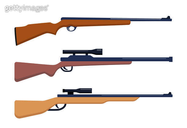 Collection of rifle. Sniper rifle symbol, semi automatic, carbine. Army ...