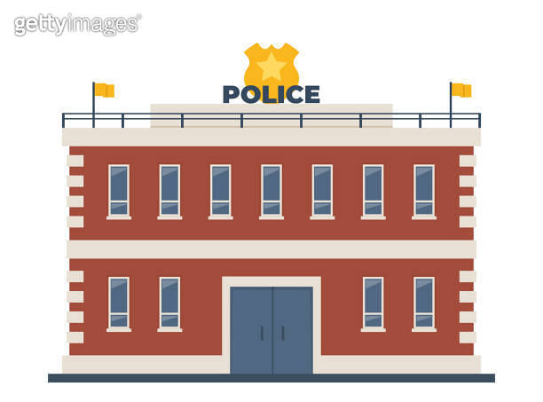 Police Station Department Building, front view. Vector Illustration ...