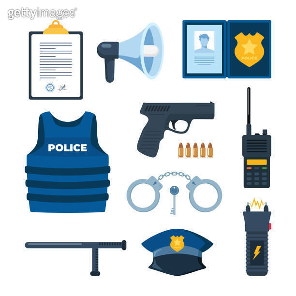 Police professional equipment for pursue and capture a criminal ...