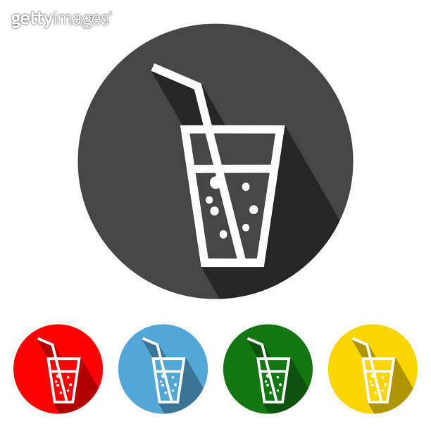 Soft Drink Flat Icon Long Shadow. Soft Drink icon vector illustration ...
