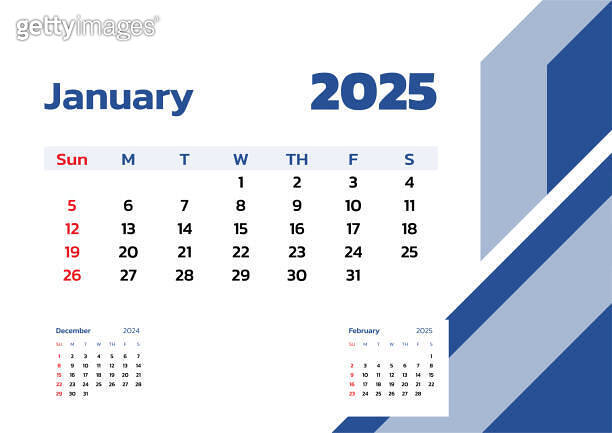 January 2025 Calendar. Week start on Sunday. Desk calendar 2025 design ...
