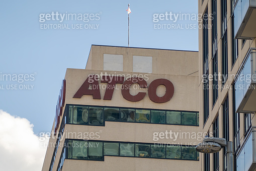ATCO building sign, a publicly-traded Canadian engineering, logistics ...