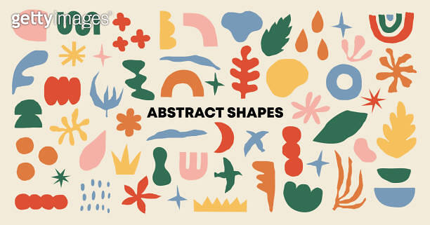 Set of trendy doodle, abstract nature shapes. Hand drawn various ...