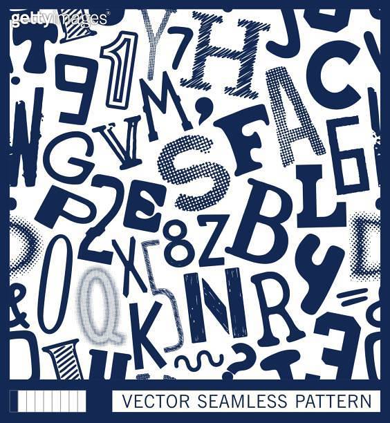 Typographic composition of non-repeating Latin letters and numbers ...