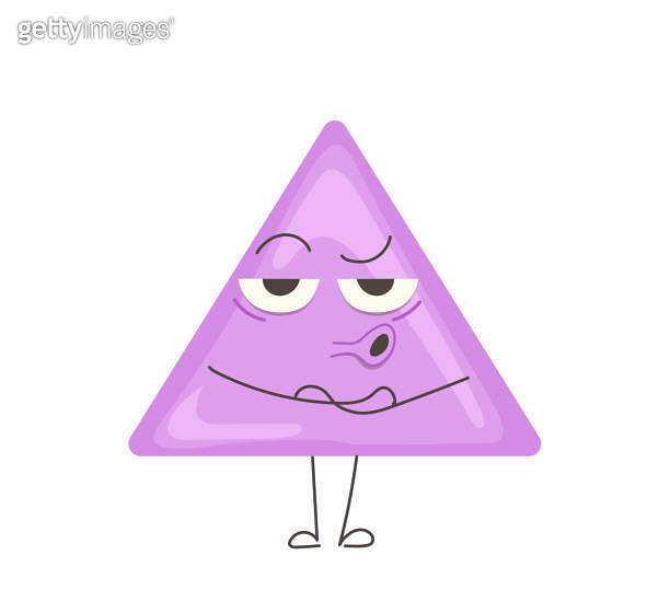Kawaii triangle cartoon character with waiting face emotion crossing ...