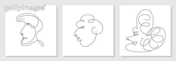 Trendy abstract faces set. Funny caricatures. Side view in profile ...