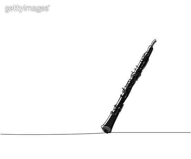 Clarinet one line color art. Continuous line drawing of wind, symphony ...