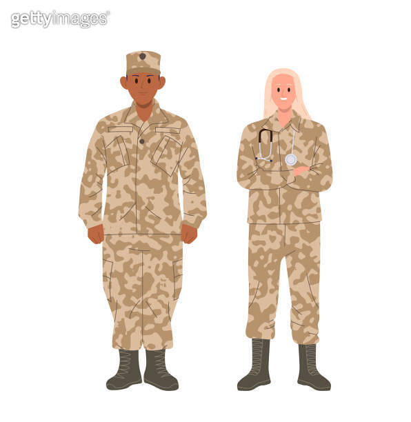 Man and woman professional military medic army doctors cartoon ...