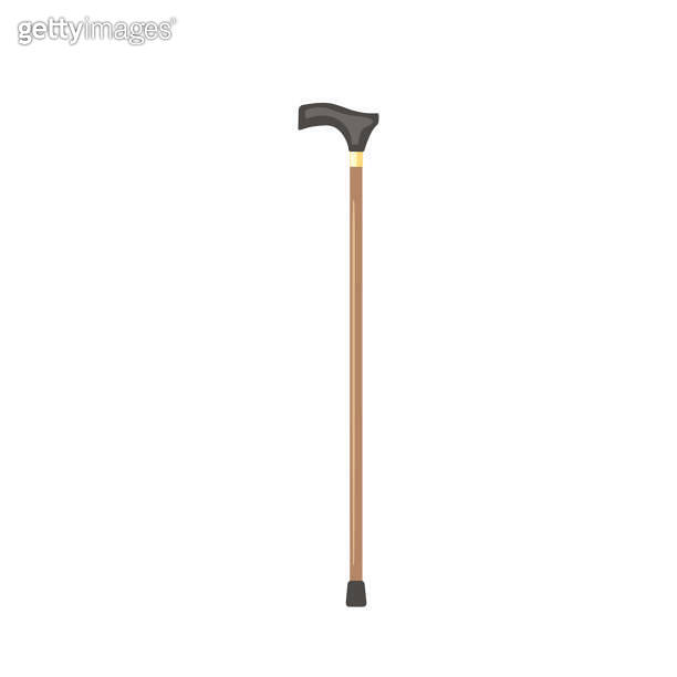 Classic wooden stick, vintage retro cane for people stability in ...