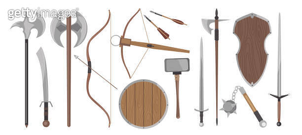 Set of authentic medieval weapons for historic warriors and knights ...