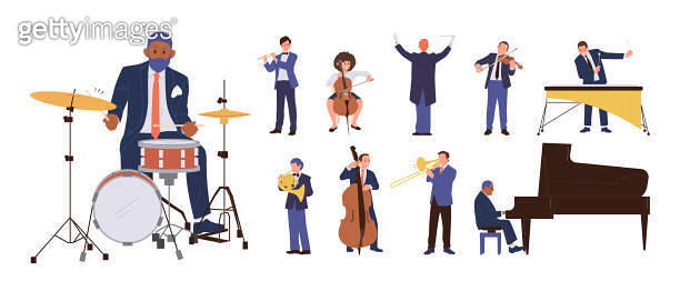 Big set with different classical musician cartoon characters performing ...