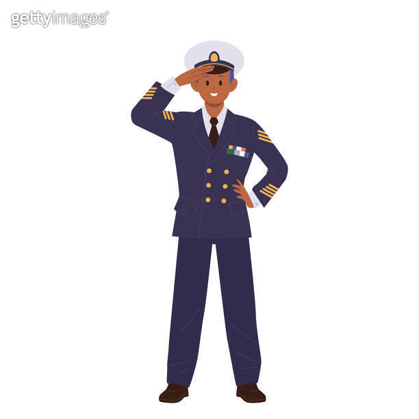 Marine yacht boat or cruise ship liner captain boy child cartoon ...