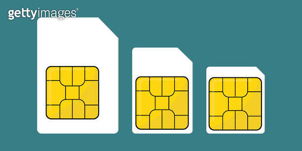 Set of various sim cards. Mobile technologies, telecommunications ...