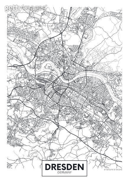City map Dresden, detailed urban planning travel vector poster design ...