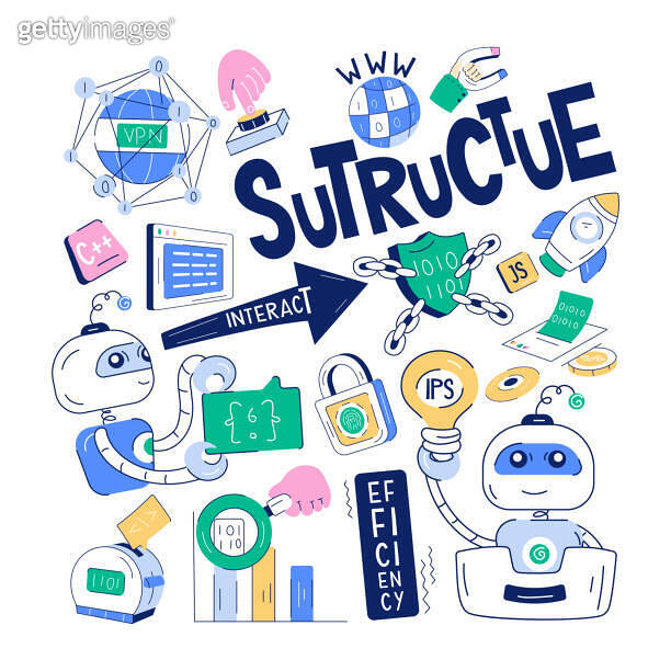 Development vector in doodle style depicting concepts of api ...