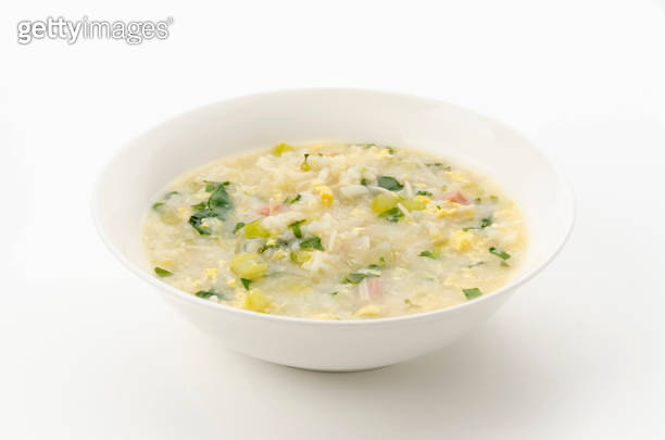 Japanese food, Ojiya (rice porridge with vegetables and luncheon meat ...