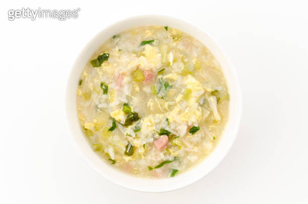 Japanese food, Ojiya (rice porridge with vegetables and luncheon meat ...