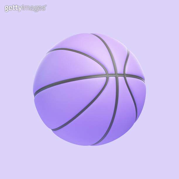 A vivid purple basketball rendered with realistic textures, set against ...