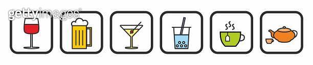 menu of beverages, set symbols, vector, eps. 이미지 (2153629426) - 게티이미지뱅크