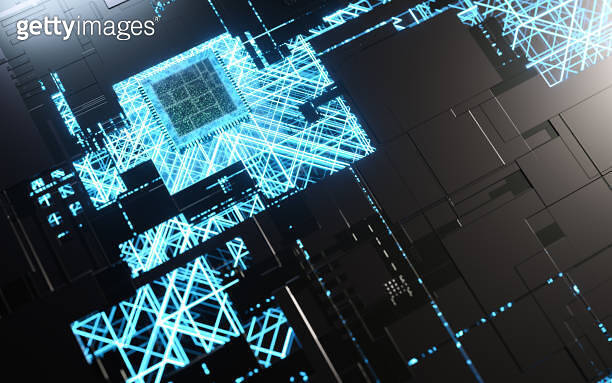 3D rendering abstraction computer processor technology background,big ...
