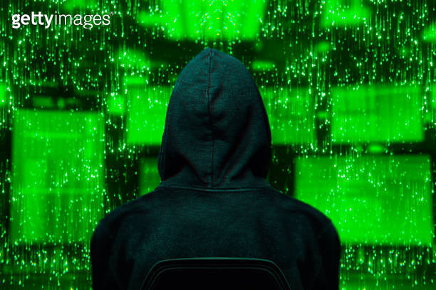 Computer hacker with matrix code 이미지 (2157671566) - 게티이미지뱅크