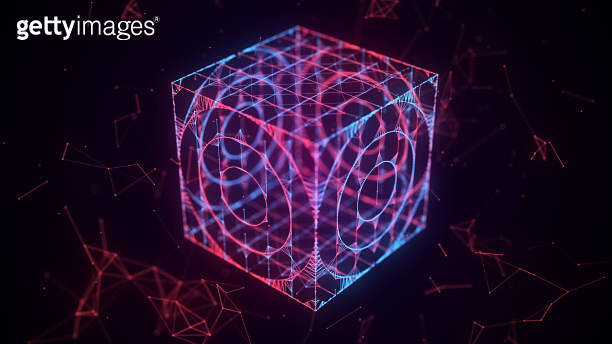 Network connection structure in the form of a cube. Technology connect ...