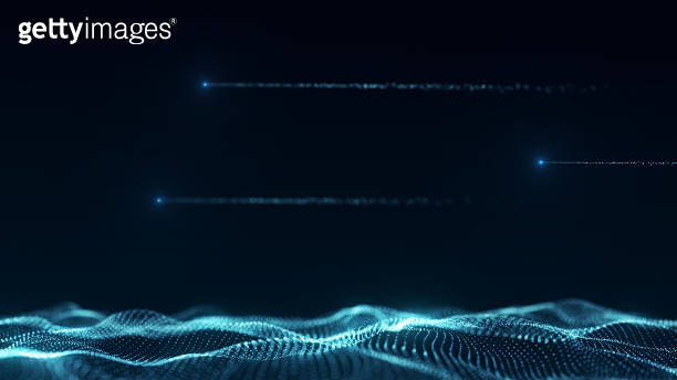 Abstract technology wave of particles. Big data visualization. Background with motion dots ...