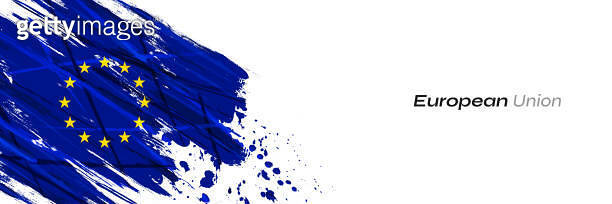 European Union Flag in Brush Paint Style with Halftone Effect. Flag of ...
