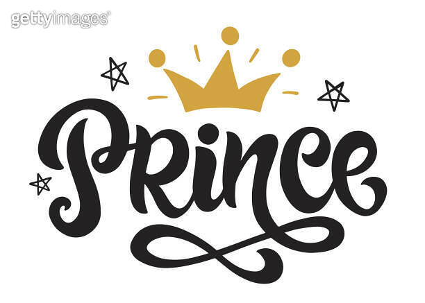 Prince hand written lettering typography template. Little boy modern ...
