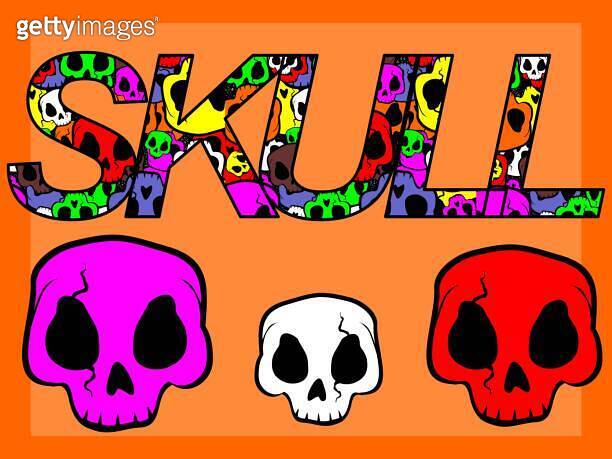 Name skull textured with colorful skulls, bones. 이미지 (2048129595) - 게티이미지뱅크