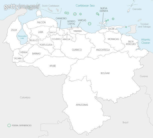 Vector map of Venezuela with states, capital district, federal ...