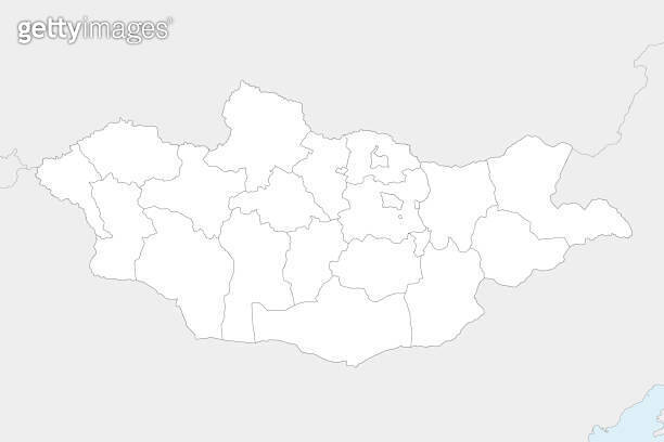 Vector regional blank map of Mongolia with provinces and administrative ...