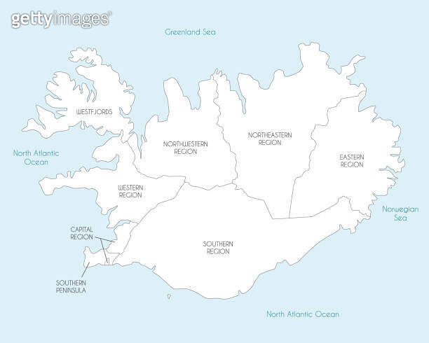Vector map of Iceland with regions and administrative divisions ...