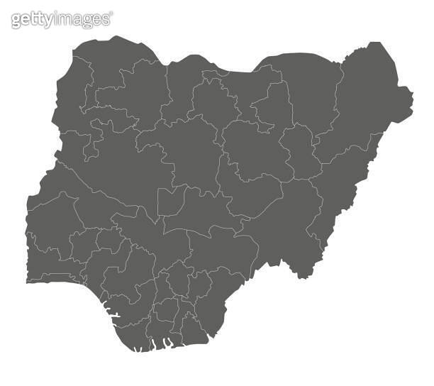 Vector regional blank map of Nigeria with states and administrative ...