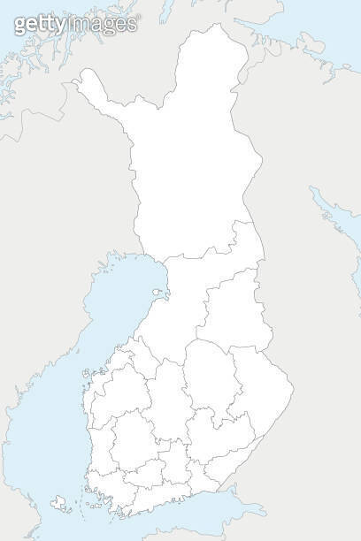 Vector blank map of Finland with regions or counties and administrative ...