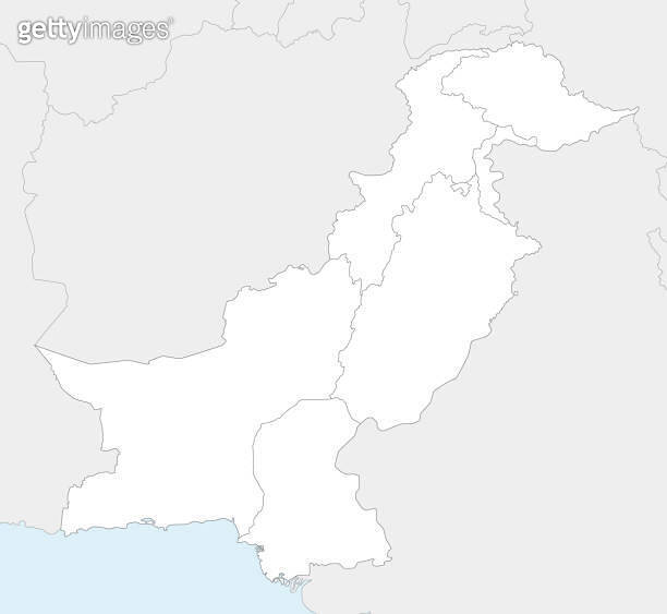 Vector regional blank map of Pakistan with provinces and territories ...