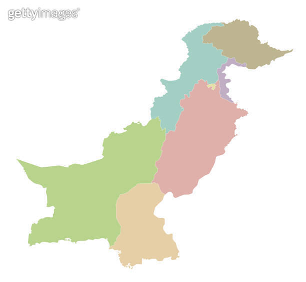Vector regional blank map of Pakistan with provinces and territories ...