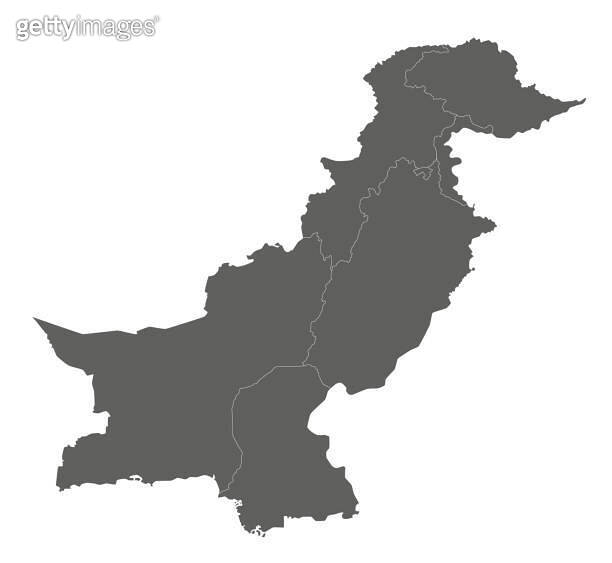 Vector regional blank map of Pakistan with provinces and territories ...