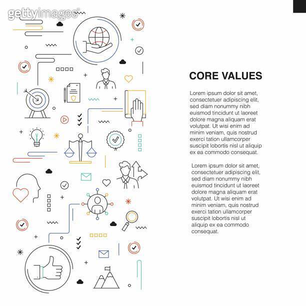 Core Values Related Vector Banner Design Concept. Global Multi-Sphere ...