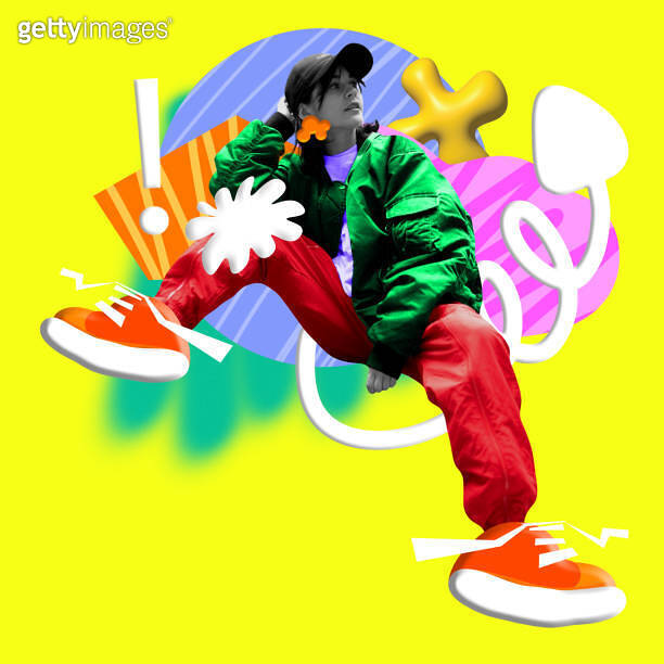 Extremely stylish woman in her striking, brightly colored street style ...