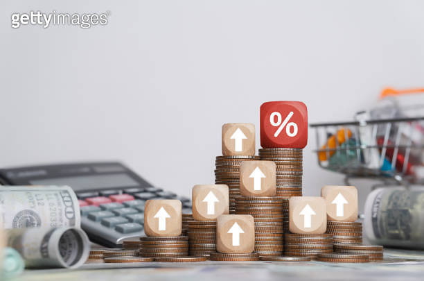 Inflation concept Inflation soars with recessions and crises. Graph of ...