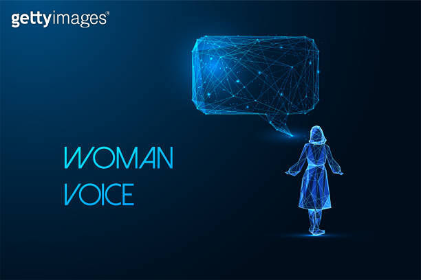 Women voice abstract concept shows female silhouette with speech bubble ...