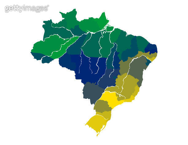 Brazil map with rivers. 이미지 (1906826774) - 게티이미지뱅크