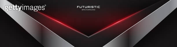 3D black silver techno background overlap layer on dark space with red ...