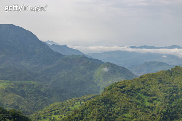 Beautiful mountain valley with evening sunset in nungba nature ...