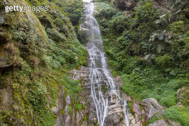 Nichiphula waterfall flow into the kameng river in a deep valley ...