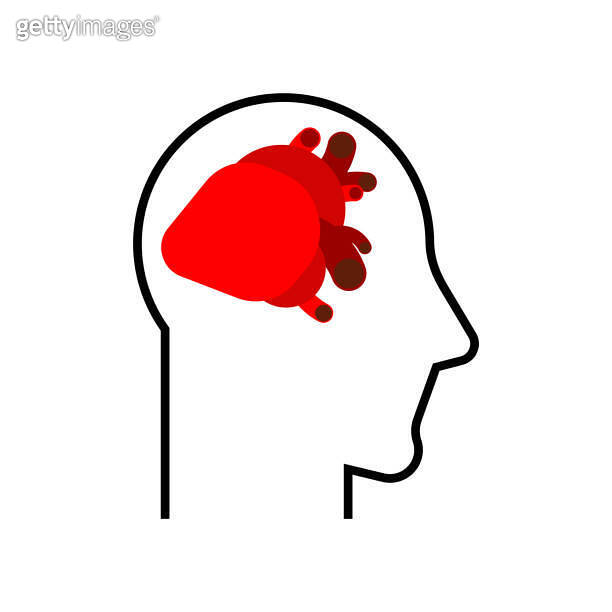 Heart in head icon. Sign of person in love. Thinking with heart symbo ...